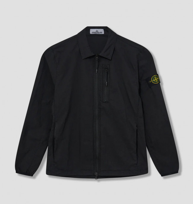Stone Island - Cotton Nylon Twill Overshirt in Black - STONE ISLAND ...
