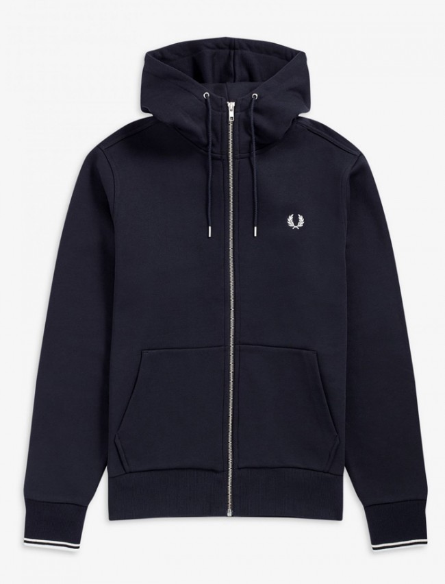Fred Perry - Full Zip Hooded Sweatshirt in Navy